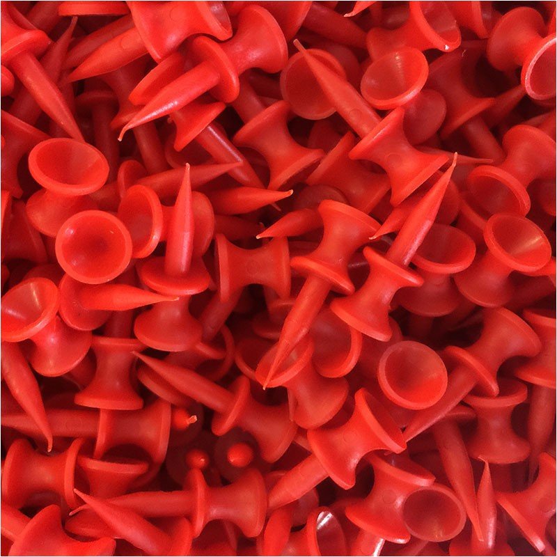 Flotte røde Castle Tees i længden 32 mm ⇒ Billige Golf Tees sælges